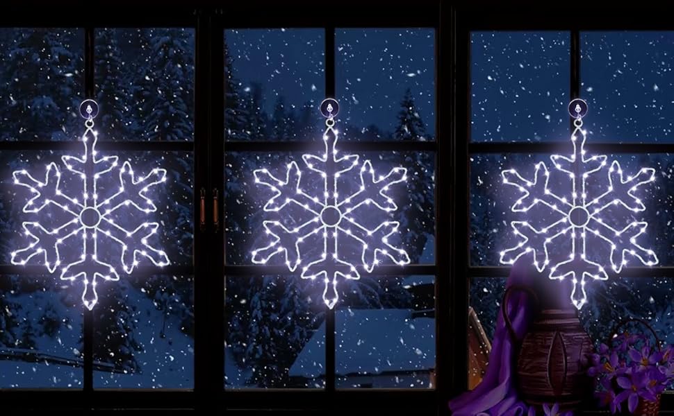 Amazon.com: Christmas Snowflake Window Lights Decorations, 12 in 144 ...