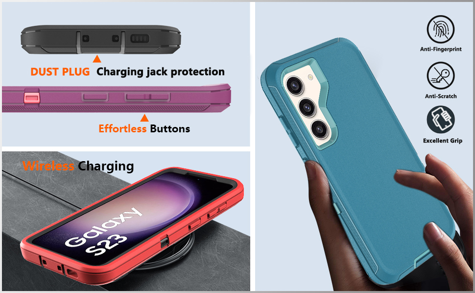 Amazon.com: HONG-AMY for Galaxy S23 Case, S23 Case with Self Healing Flexible TPU Screen ...