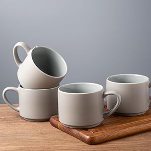 Amazon.com: GBHOME 14 OZ Coffee Mugs Set of 6, Stackable Ceramic Mugs ...