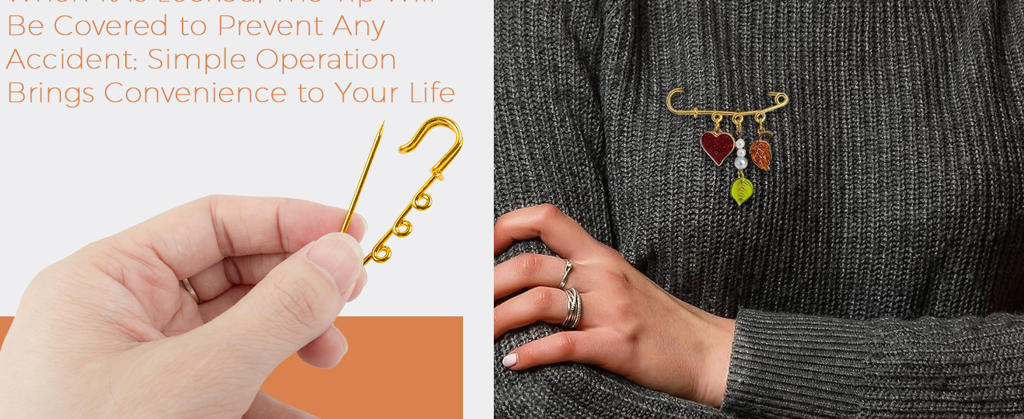 Amazon.com: Framendino, 50 Pack 2 Inch Gold Large Safety Pins Iron Brooch with 3 Loops Metal for ...