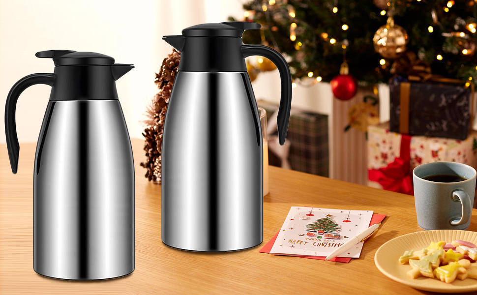 Amazon.com: Magonanly 2 Pcs 51oz Thermal Coffee Carafe Insulated Coffee Thermos Urn Double ...