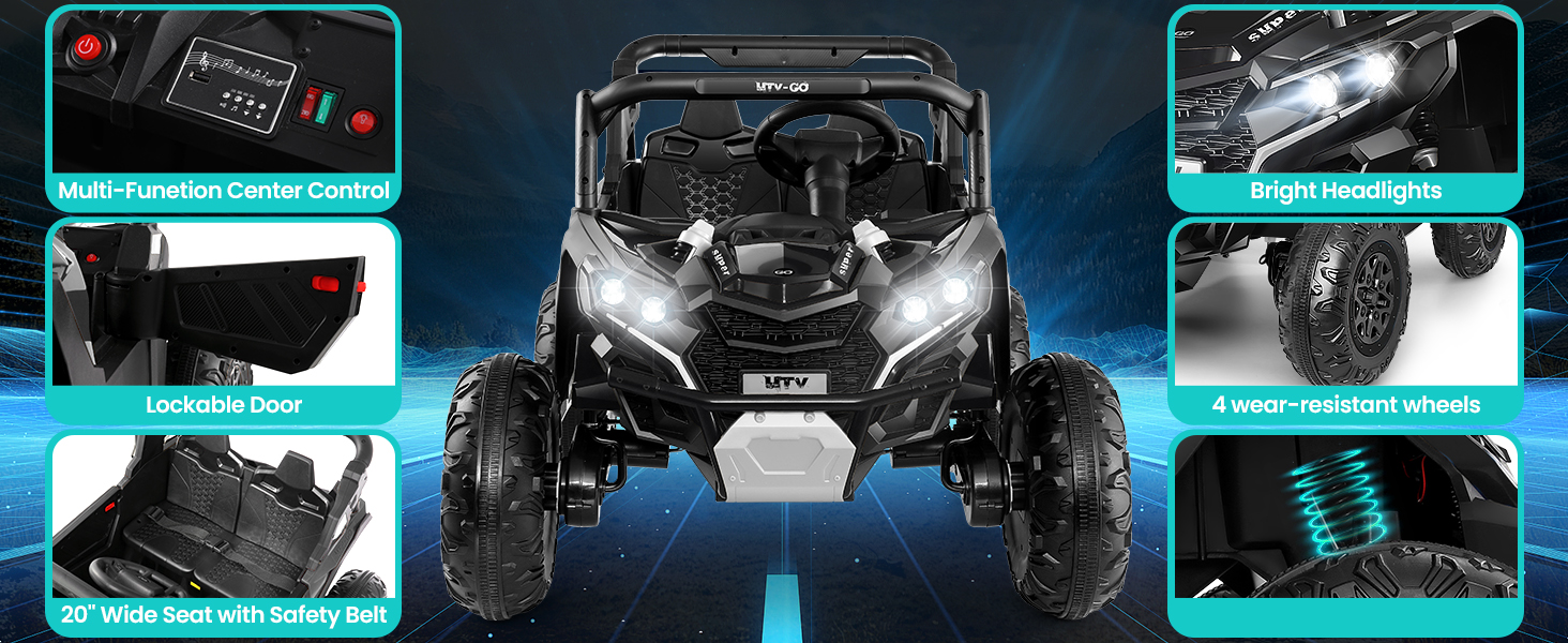 Amazon.com: Hikole 24v Ride on Toys Big Kids 2 Seater, w/Remote Control, 4×4 WD, Monster UTV for ...