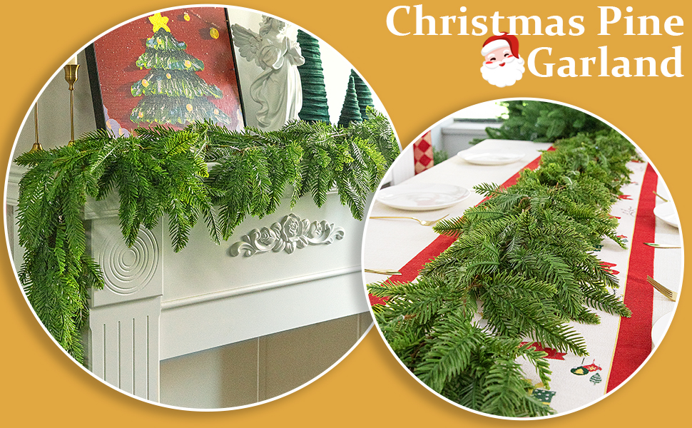 Amazon.com: Watayo 6 Ft Christmas Norfolk Pine Garland - Dense Real Touch Pine Greenery Garlands ...