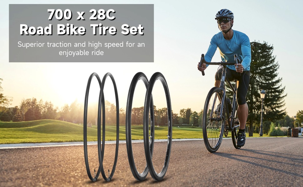 Amazon.com : Fansport 2 Pack 700x28C Road Bike Tires + 700x25-28C Tubes 60mm Presta Valve ...