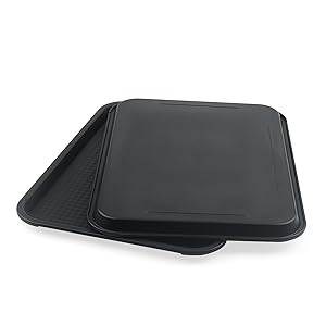 LEXININ 5 Pack 41 x 30cm Black Plastic Fast Food Trays, 16 x 12 Inch ...