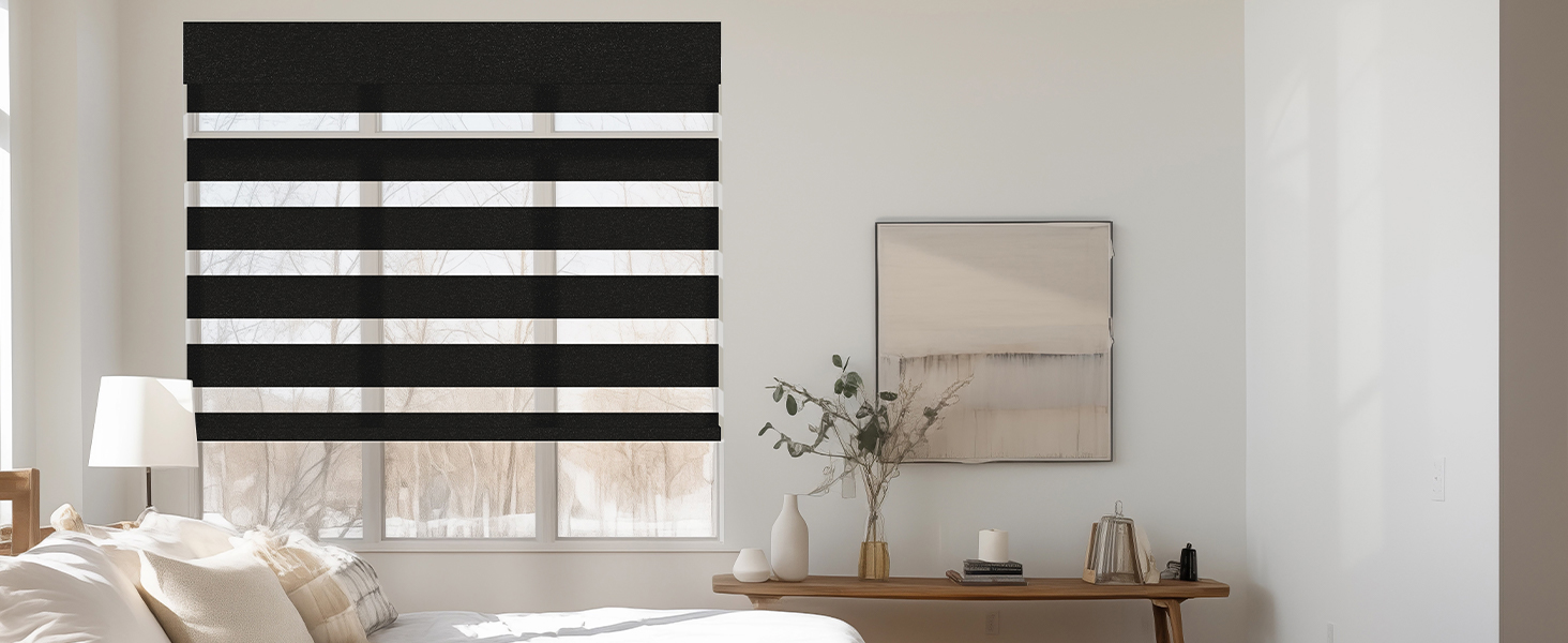 HOTSOON No Drill No Tools Cordless Zebra Blinds for Windows, Light Filtering No Drill Blinds for ...