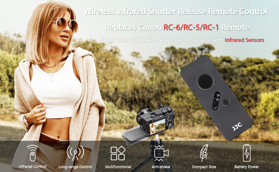 Wireless Infrared Shutter Release Remote Control Replaces Canon RC-1 RC-5 RC-6 Remote for Canon ...