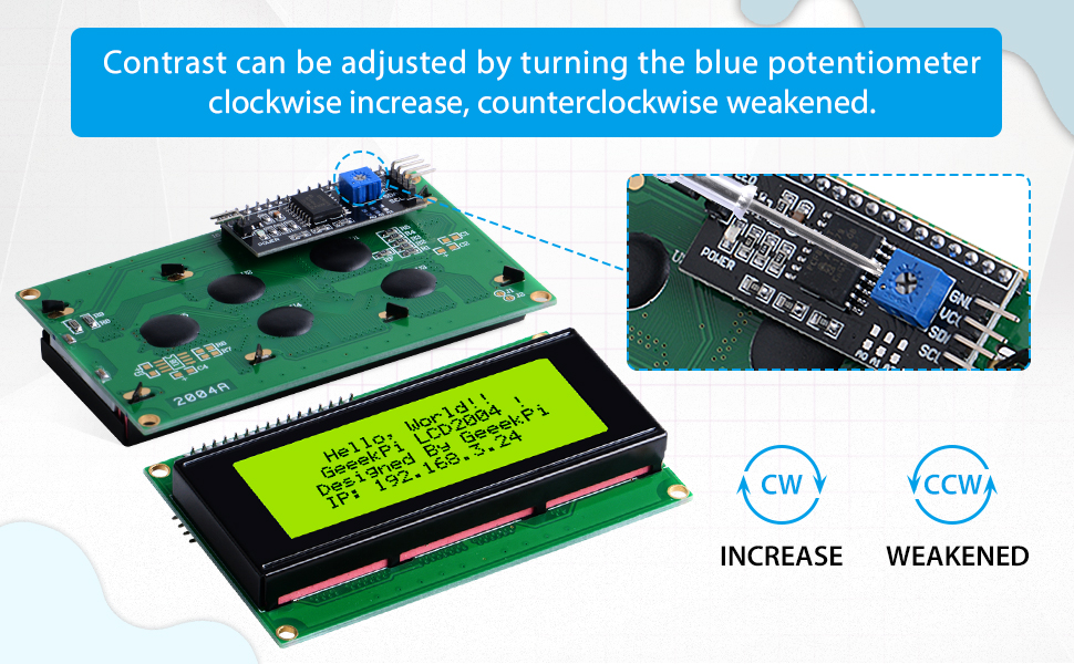 Amazon.com: GeeekPi IIC I2C TWI Serial LCD 2004 20x4 Display Module ...