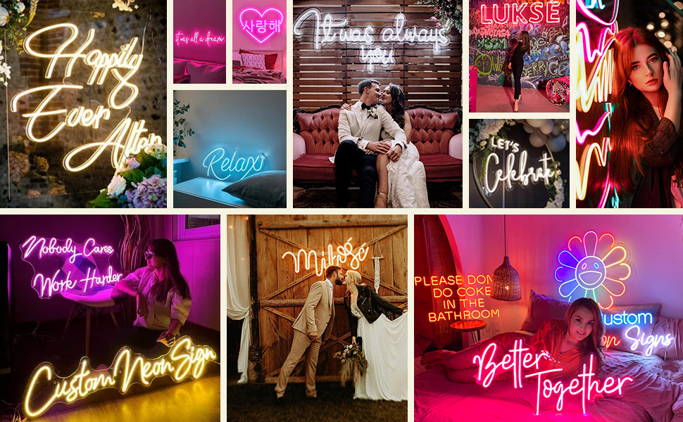 CFCHNWS Custom Neon Signs, Neon Sign Customizable for Wall Decor, Large Personalized LED Neon ...