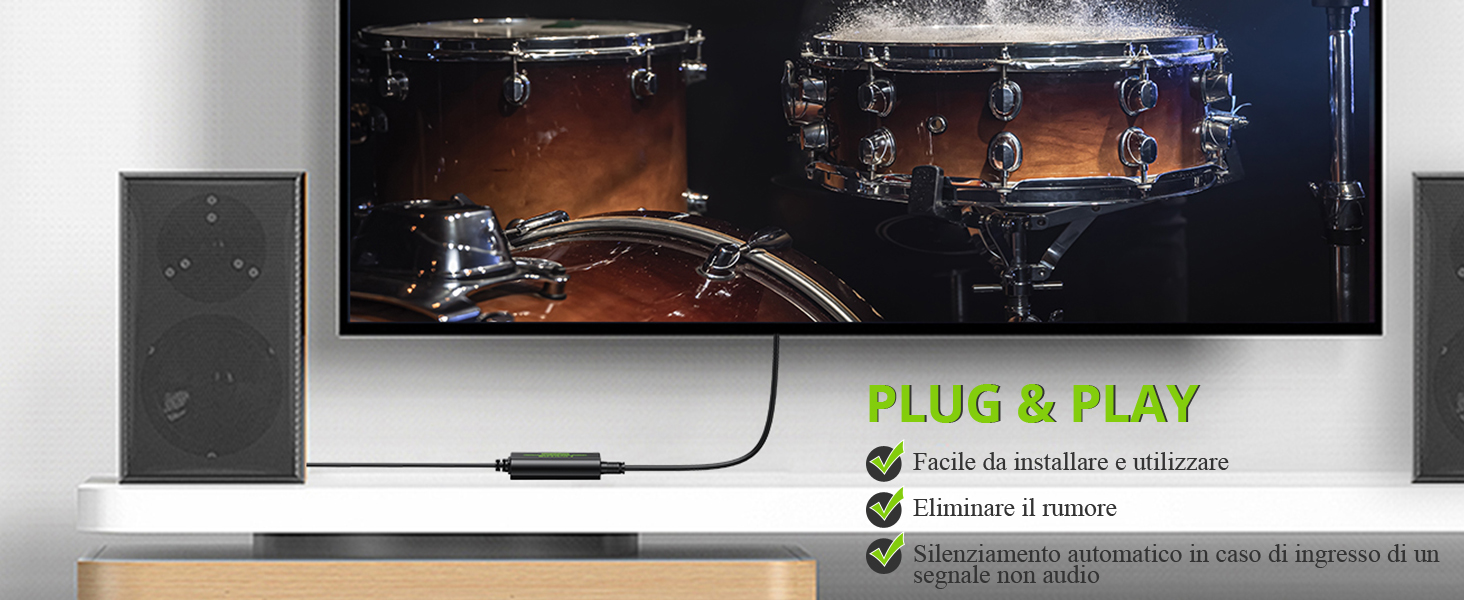 LiNKFOR Ottico a RCA Cavo SPDIF a RCA 192 kHz Convertitore Built-in Amplificatore Audio ...