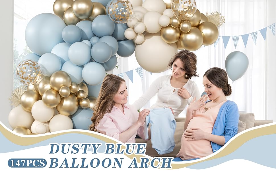 Amazon.com: 147pcs Dusty Blue Balloon Garland Arch Kit, Dusty Blue Light Baby Blue Sand White ...
