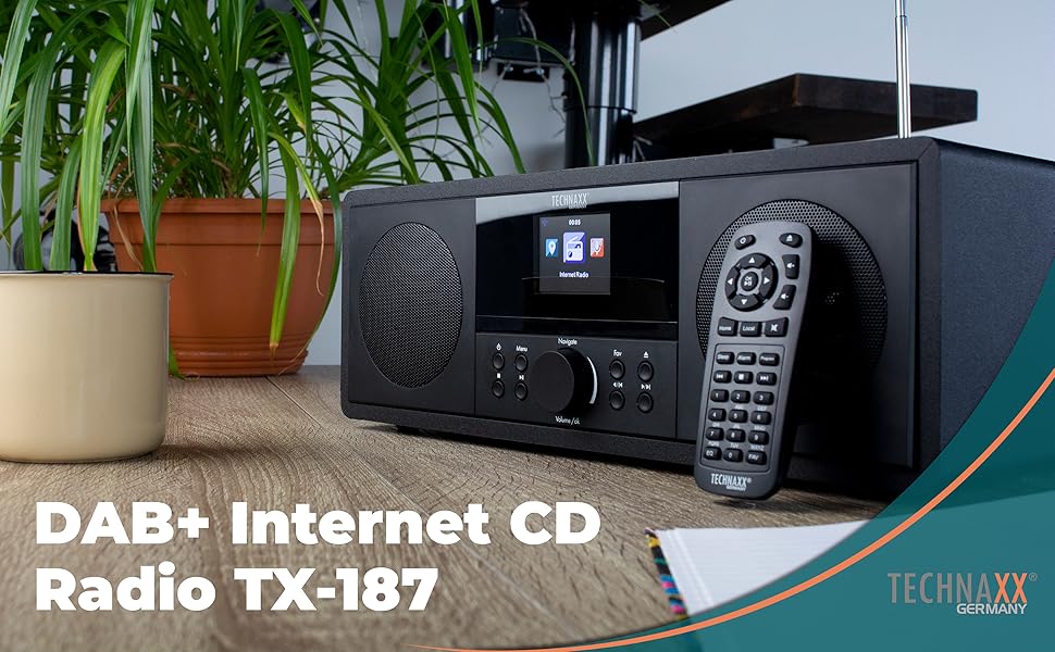 Technaxx DAB+ Internet CD Radio TX-187 con reproductor de CD, función Bluetooth 5.0 para ...