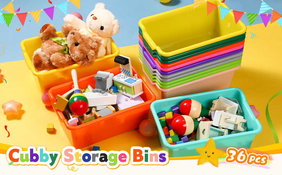 Amazon.com - Dandat 16 Pcs Plastic Cubby Bins Bulk for Classroom ...