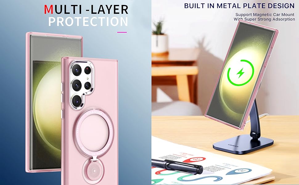 Amazon.com: FLURIKA for Samsung Galaxy S23 Plus Case Compatible with MagSafe 360°Rotatable ...