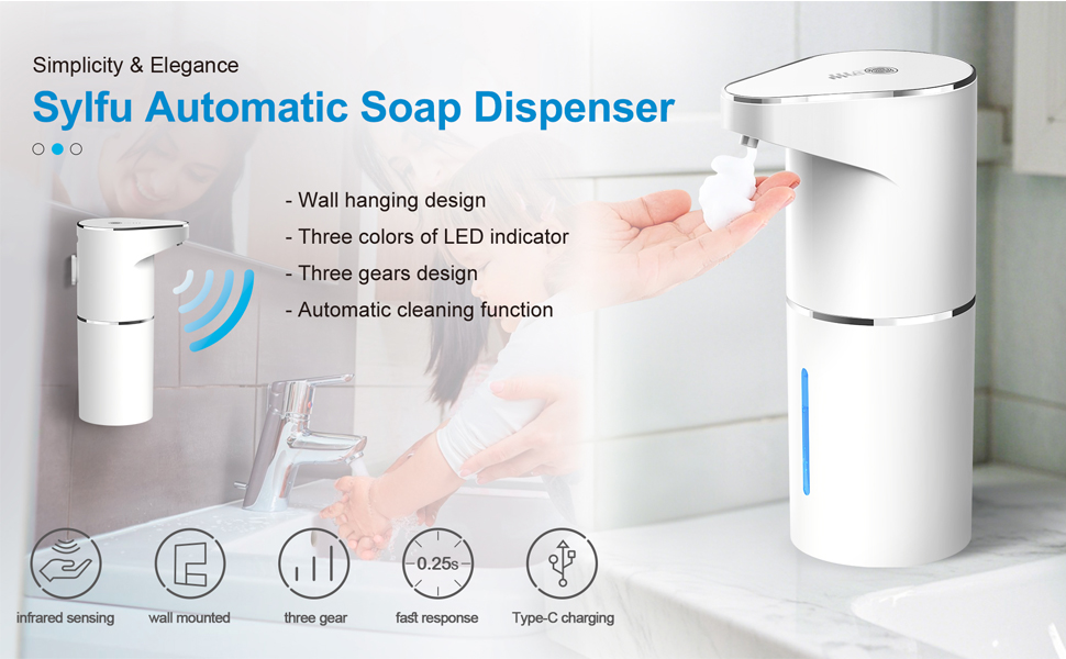 Amazon.com: Automatic Foaming Soap Dispenser, Type C Rechargeable Hand Free Pump Soap Dispenser ...