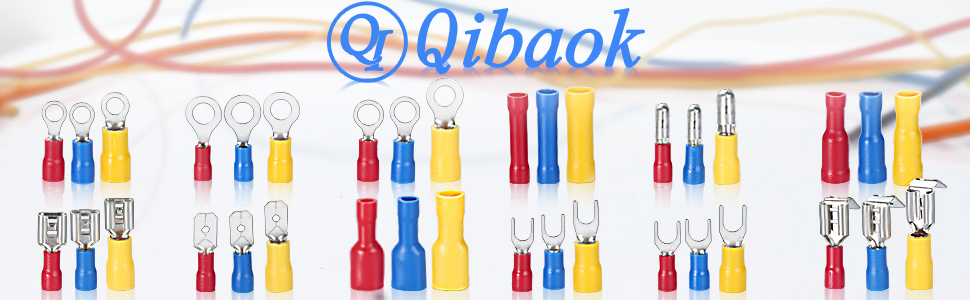 Qibaok 840PCS Electrical Wire Connectors, Insulated Wire Crimp Terminals, Mixed Butt Ring Fork ...