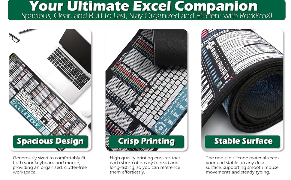 Amazon.com: Excel Cheat Sheet Desk Pad - Extended Large Excel Mouse Pad ...