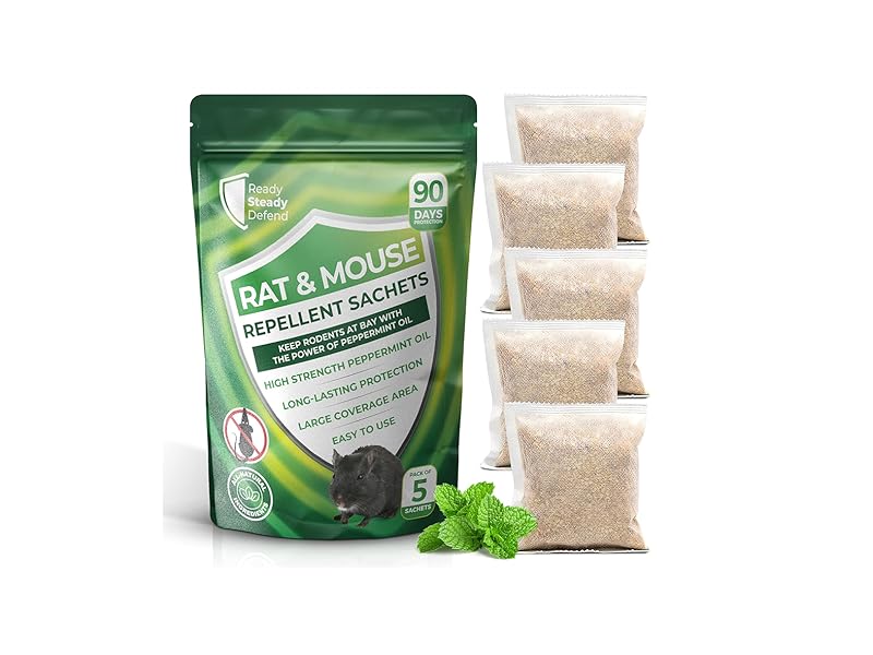 Rat & Mouse Repellent Sachets (Pack of 5) High Strength, All Natural Peppermint Oil Sachets for ...