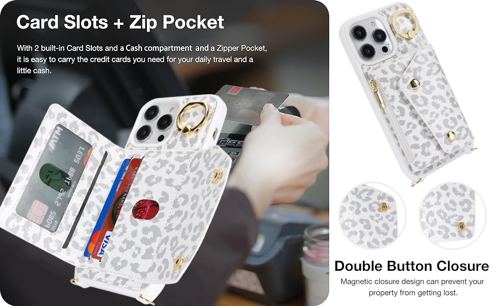 Amazon.com: Lipvina for iPhone 12 Pro Max Case with Card Holder and Strap - Zipper Pocket ...