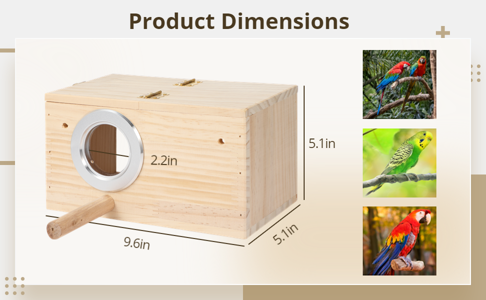Amazon.com : Parakeet Nesting Box, Transparent Bird House, Natural Wooden Breeding Box for ...