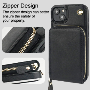 Amazon.com: KIHUWEY Crossbody Wallet Case for iPhone 14 Plus, Zipper Pocket Case with Card ...