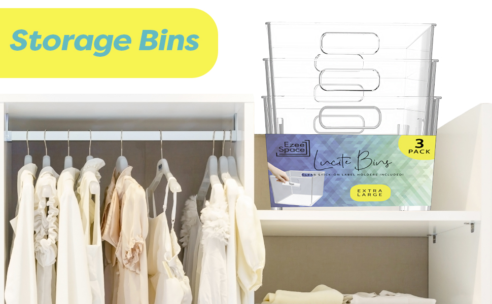 Amazon.com - Ezee space XL Clear Plastic Storage Bins with Lids - 3 ...