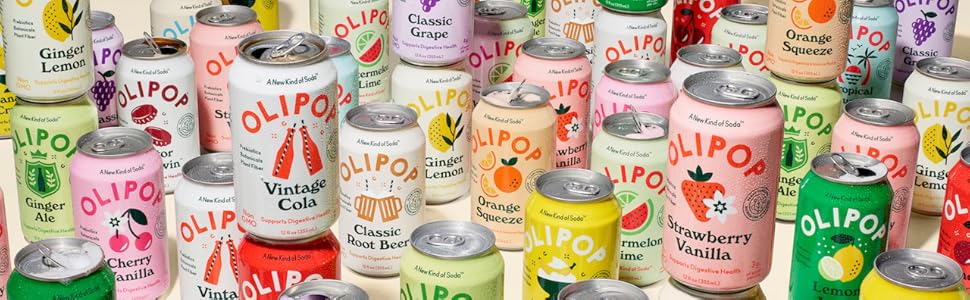 Amazon.com : OLIPOP - The Sampler, 6-Flavor Soda Variety Pack, Healthy Soda, Prebiotic Soft ...
