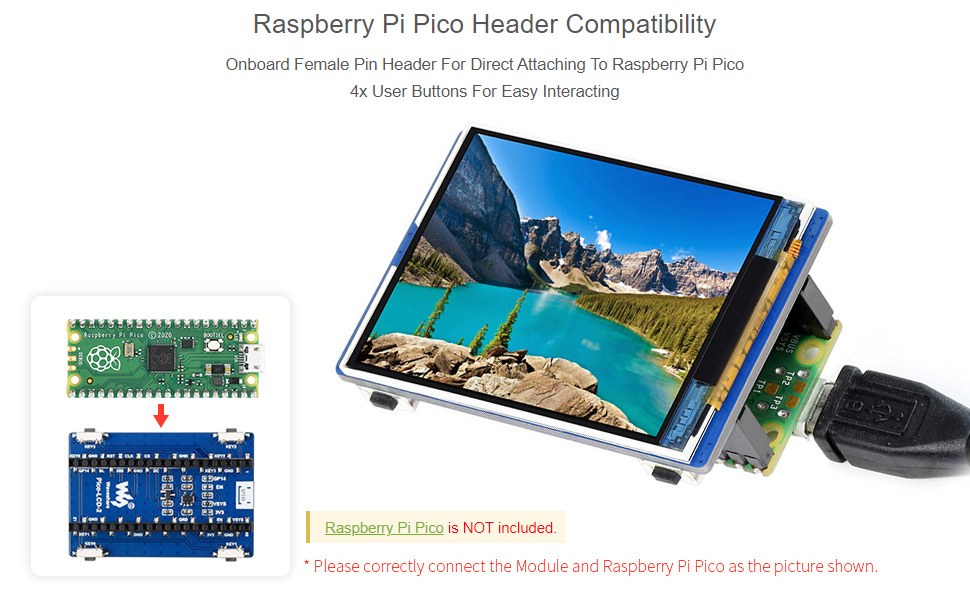 Amazon.com: Waveshare 2inch LCD Display Module for Raspberry Pi Pico ...