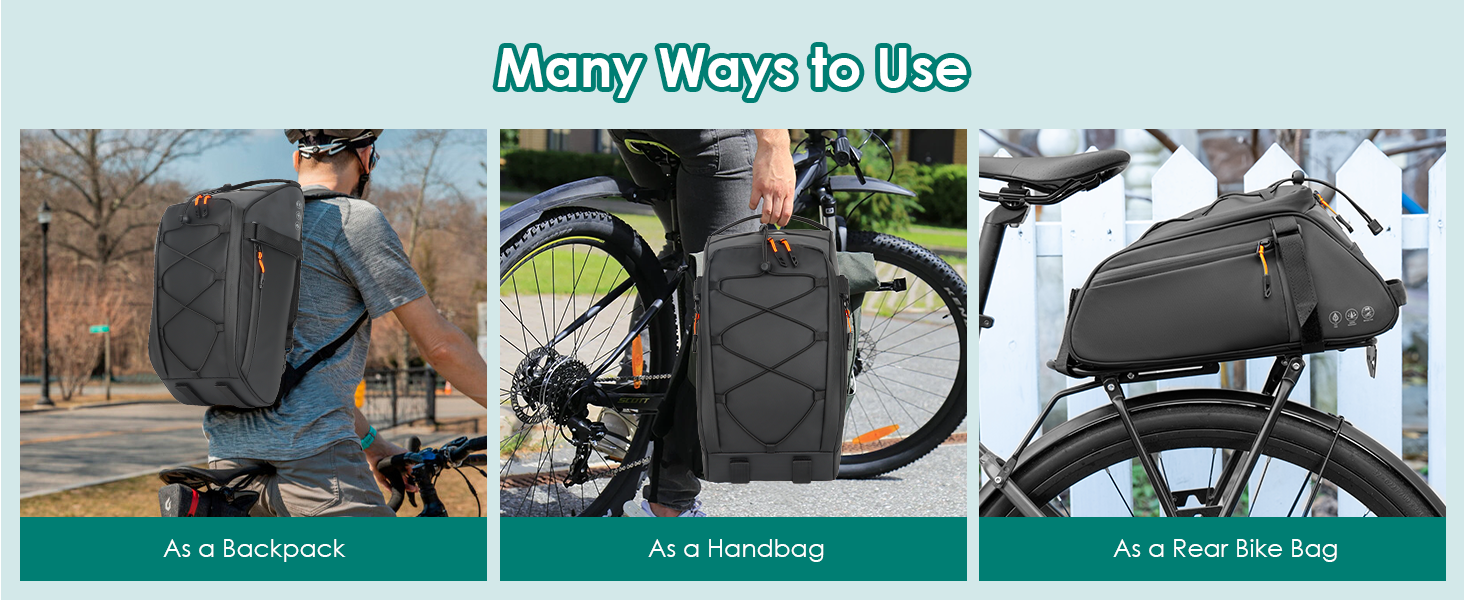 HUIJUTCHEN Bike Bag Rear Rack, 10L Reflective Waterproof Bike Rack Backpack with Water-Resistant ...