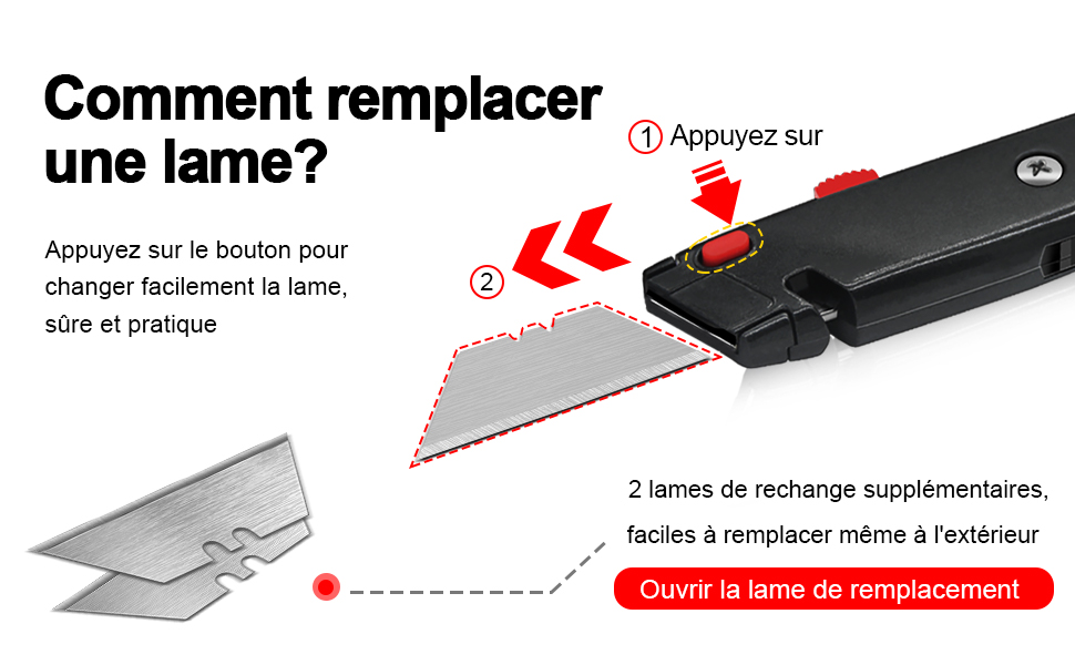WISEUP Cutter, SK5 Cutter Professionnel, Portable couteau retractable, cutters Avec mécanisme de ...