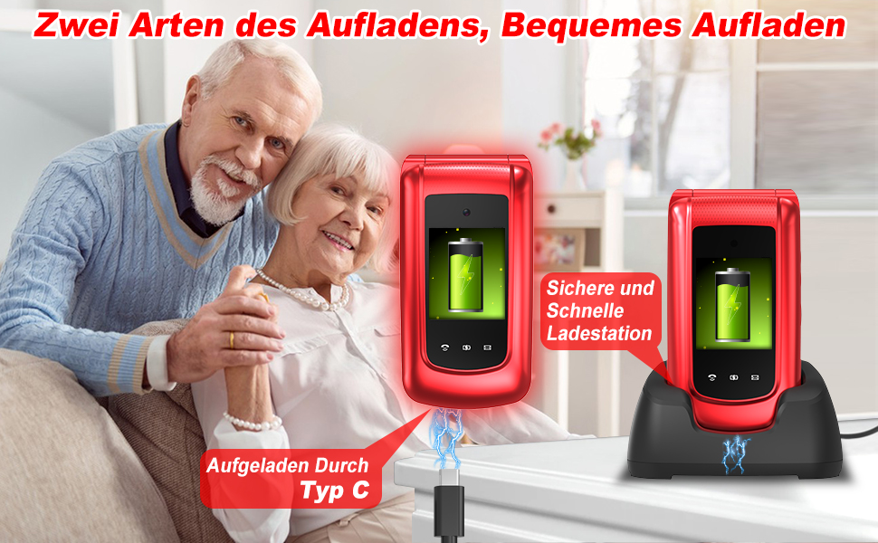 uleway 4G Seniorenhandy Klapphandy mit Großen Tasten Handy,Flip Mobiltelefon mit Ladestation ...