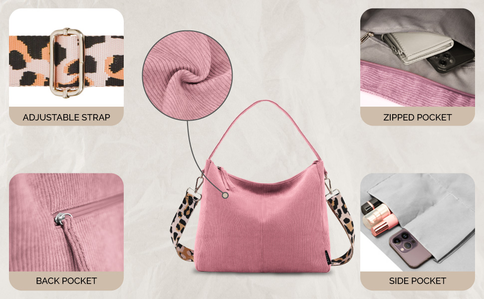 Amazon.com: Prite Corduroy Tote Bag for Women Hobo Bag Messenger Crossbody Bag with Zipper and ...