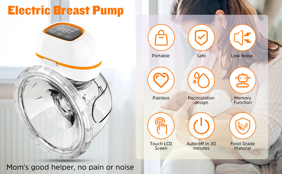 Amazon.com : Breast Pump Portable Wireless Wearable Breast Pump with Touchscreen LCD Display ...