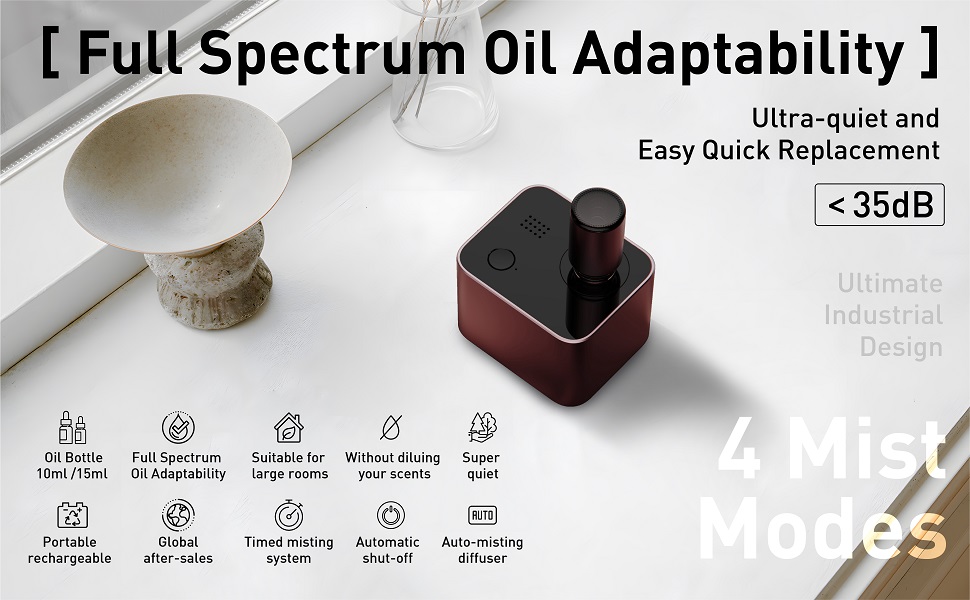 Aromatherapy Diffuser Waterless Nebulizing Diffusers For Essential Oils Large Room No Water