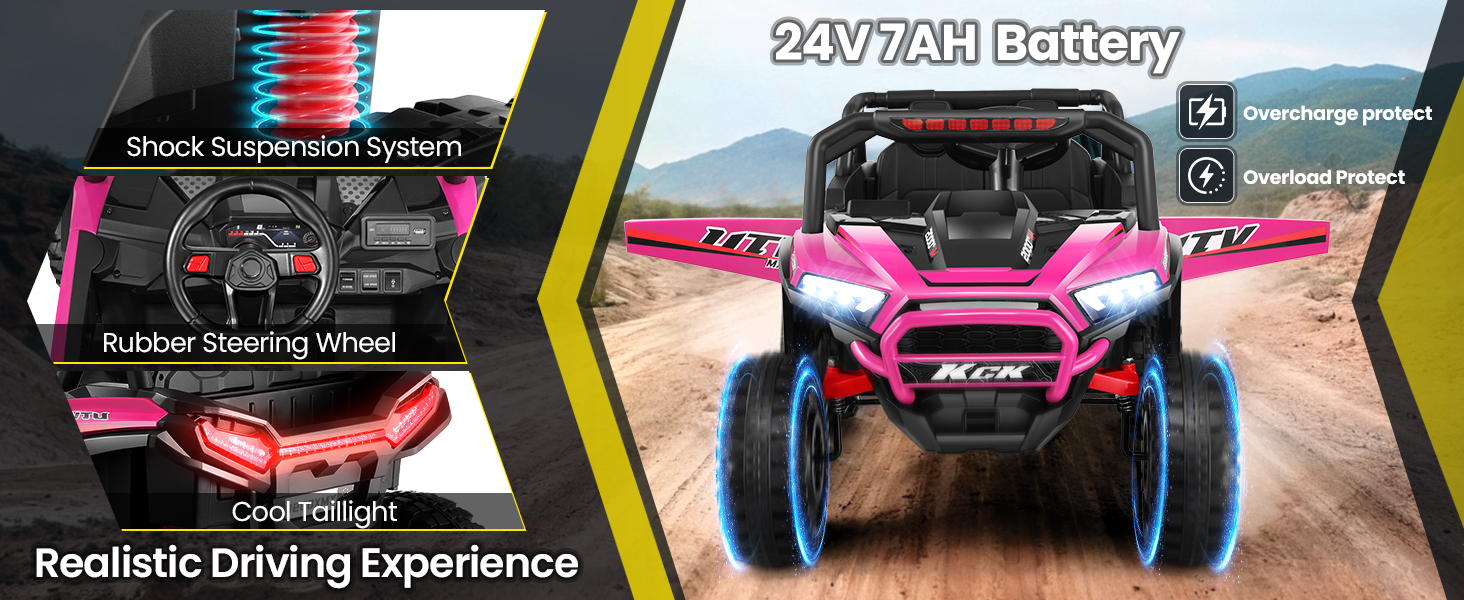 Amazon.com: Hikole 24 Volt Ride on Toys for Big Kids, 2 Seater Electric Car with Remote Control ...