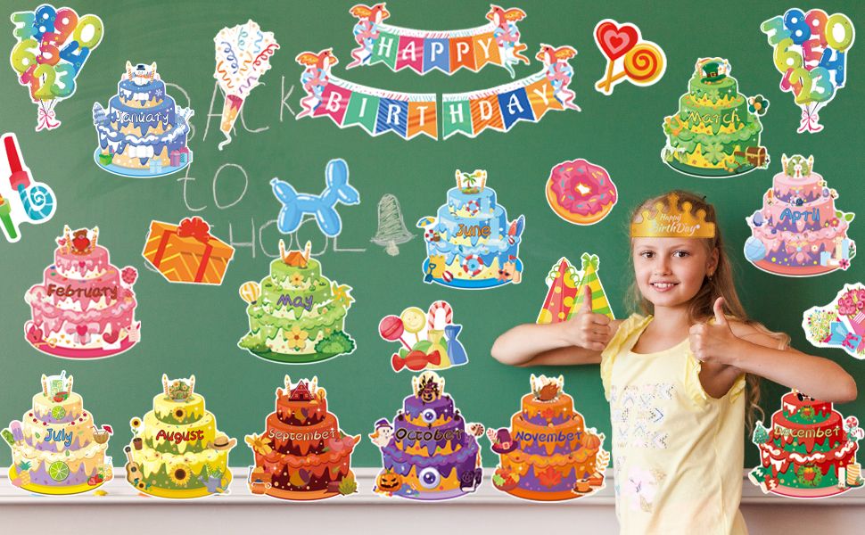 Amazon.com: Happy Birthday Bulletin Board Decorations, Birthday Month ...