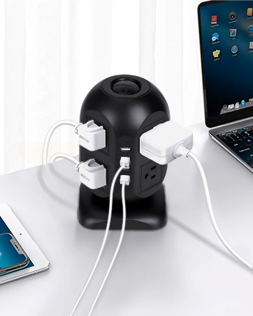 Regleta Torre Multicontacto con USB Regleta de Alimentación contra Sobretensiones con 8 Tomas de ...