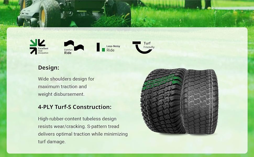 Amazon.com: (2 Pack) MAXROLLORS 18x9.50-8 Lawn Mower Tires, 18x9.5-8 for Garden Tractor Riding ...