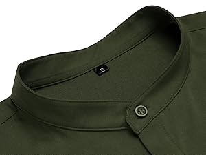 Amazon.com: URRU Men's Muscle Dress Shirt Slim Fit Stretch Banded Collar Long Sleeve Casual ...