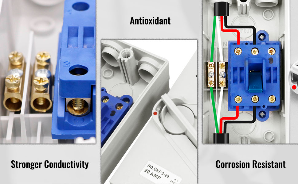 Enclosed Motor Disconnect Switch 20A 440V AC Disconnect Switch, IP65 Waterproof 3 Phase ...