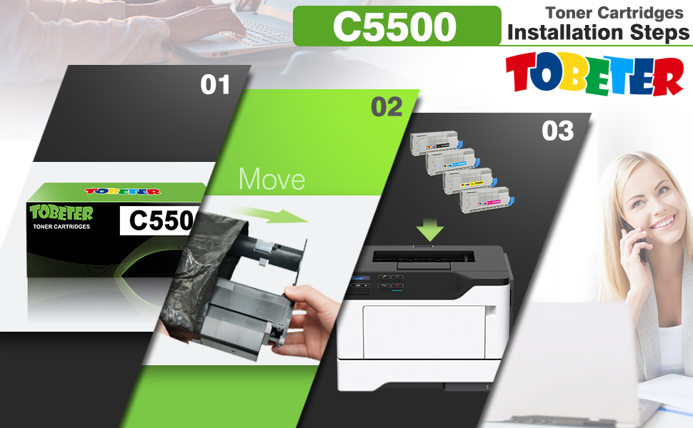 Amazon.com: ToBeter Compatible C5500 Toner Replacement for OKI 43324404 43324403 43324402 ...