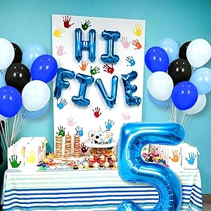Amazon.com: JeVenis Blue Hi Five Birthday Party Decorations 5th Birthday Party Decorations Boys ...