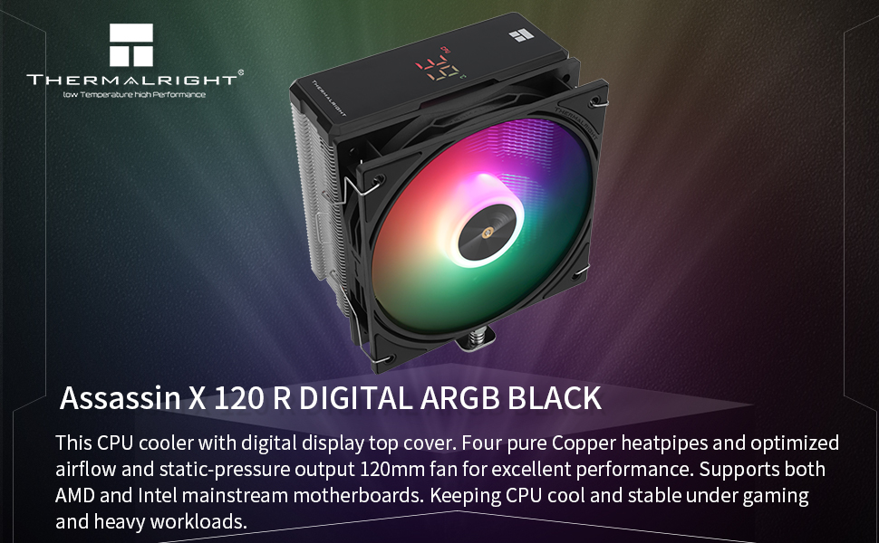 Amazon.com: Thermalright Assassin X 120R Digital ARGB Black CPU Cooler Air with 4X6mm HeatPipes ...