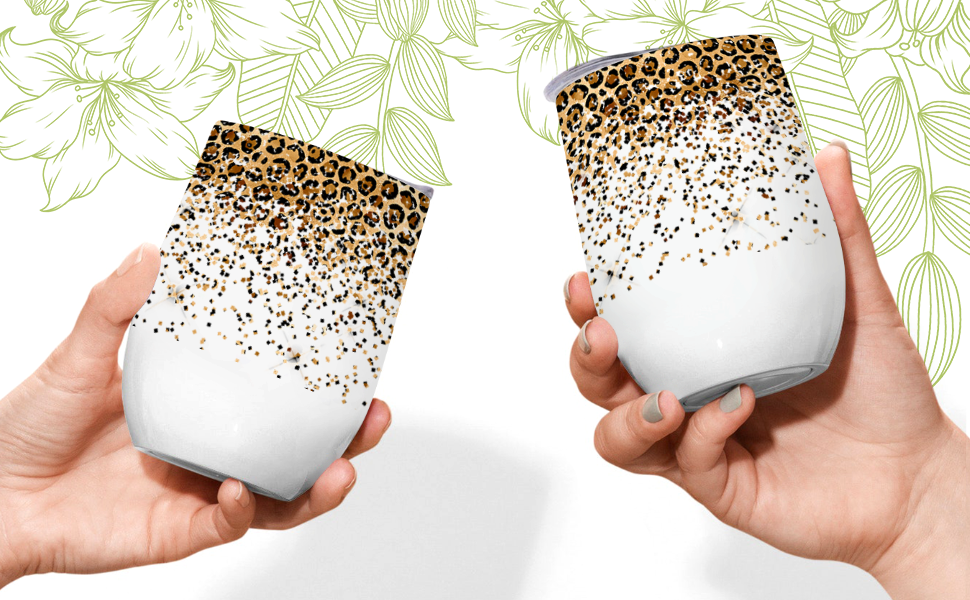 Amazon.com | Leopard Print 12 oz Insulated Wine Tumbler with Lid,Personalized Pattern Stainless ...