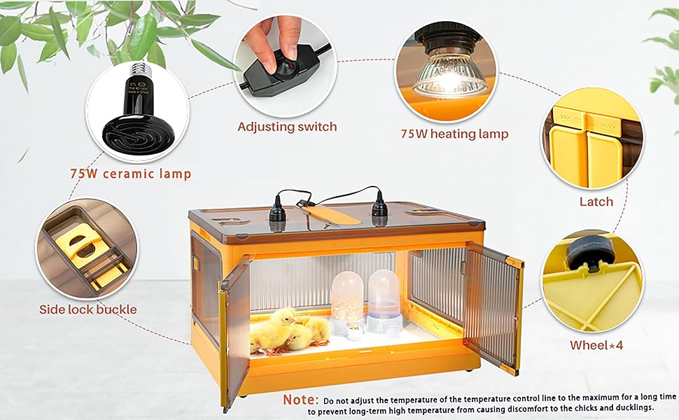 Amazon.com: PJYRTOQ Chicken Brooder Box Set,Double Door Foldable Heated Box with Heated Light ...