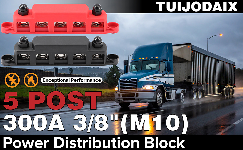 Amazon.com: Tuijodaix 300A Bus Bar 5 Post 12V-48V DC Power Distribution Block,5 * 3/8"(M10 ...