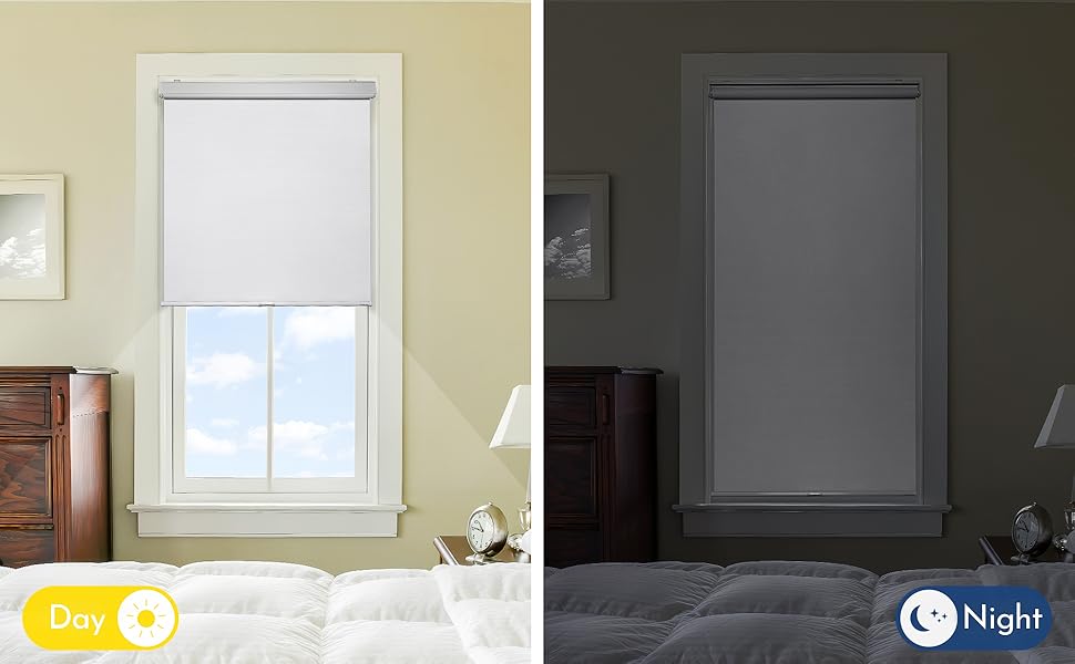 Amazon.com: SHADESLINE Cordless 100% Blackout Roller Blinds with Valance – Light Blocking Window ...