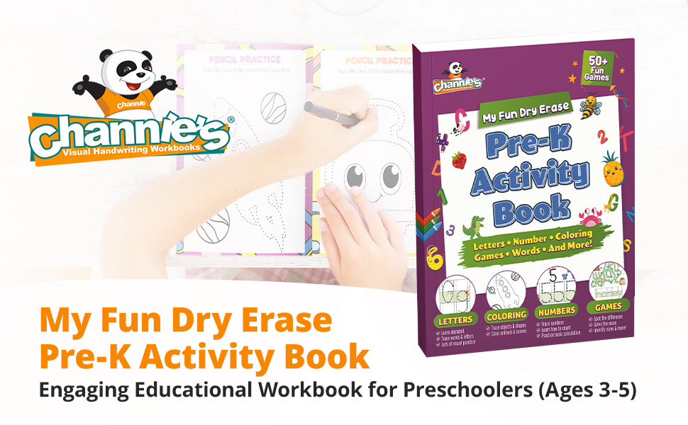 Amazon.com : Channie's Pre-K Dry Erase Activity Book, Preschool ...