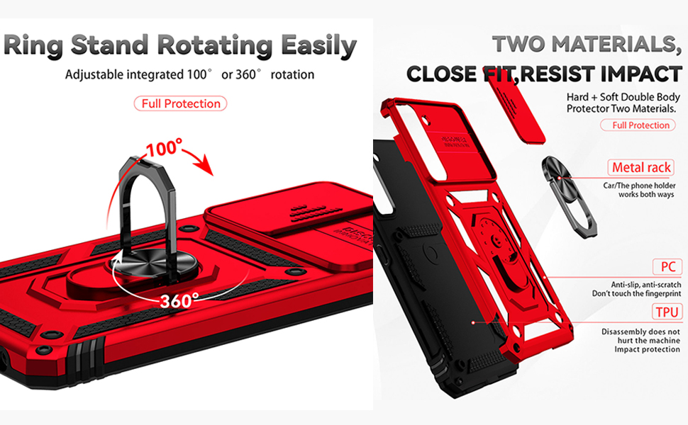 Amazon.com: Military Grade Galaxy A52 5G Case for Samsung With Kickstand Slide Camera Cover ...