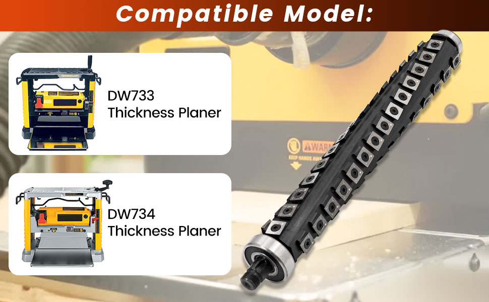 Dewinston 12-1/2 inch Spiral Helical Cutterhead 4 Rows for DW733 DW734 Thickness Planer, with 5 ...